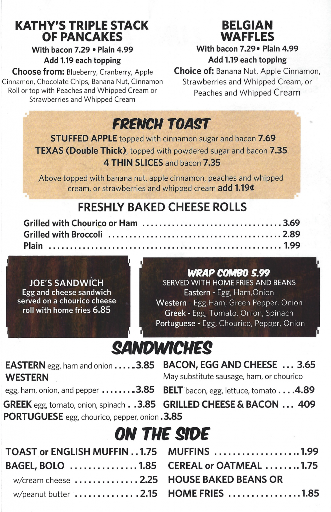 Our Menu – Kathy's Coffee Shop