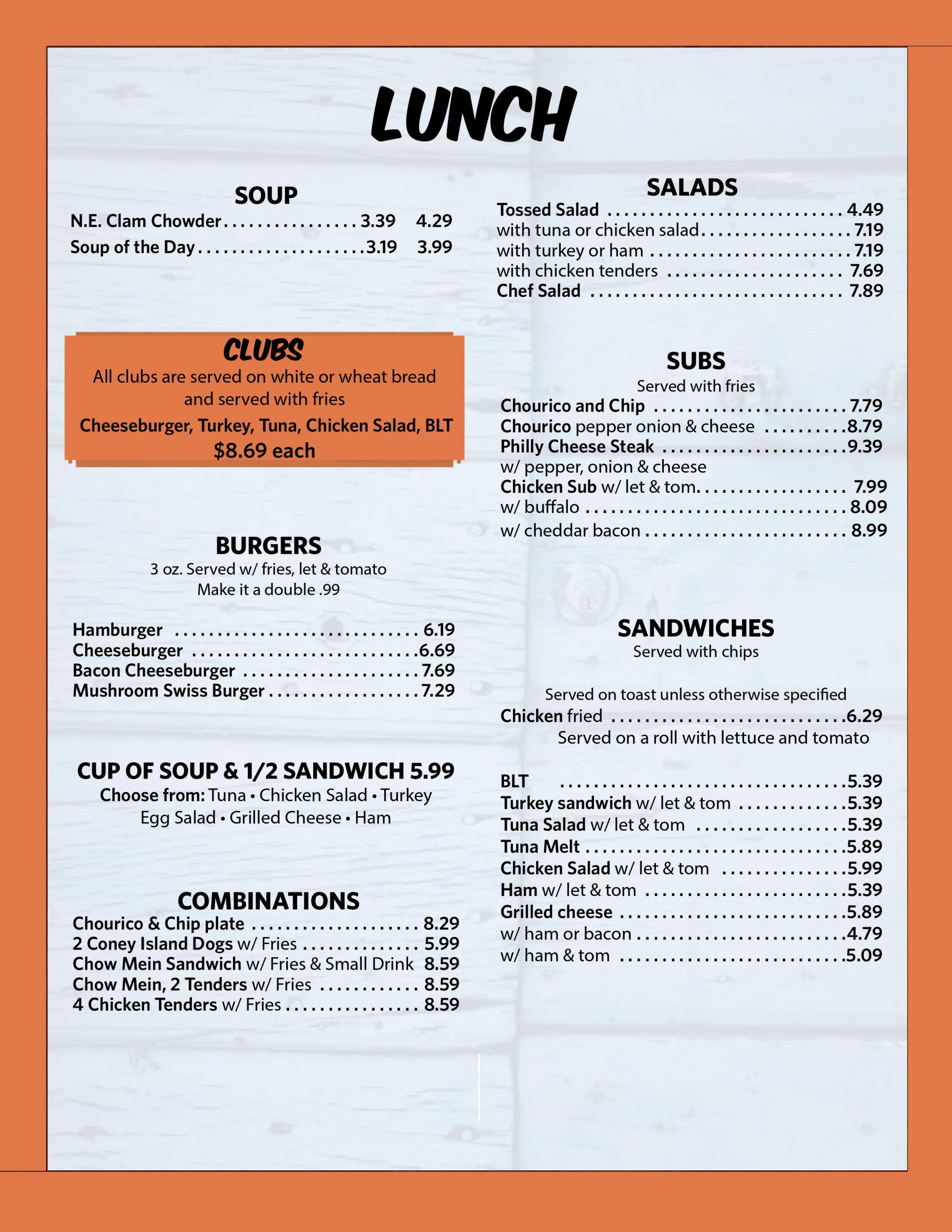 Our Menu – Kathy's Coffee Shop
